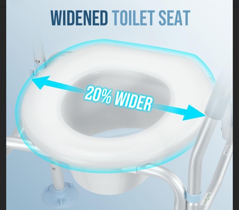 OasisSpace Stand Alone Raised Toilet Seat 400lb Medical Commode/ Splash ...