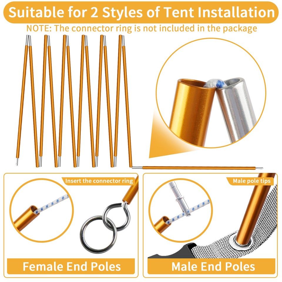 Tent Poles Replacement Aluminium Alloy Adjustable Camping Tent Support ...