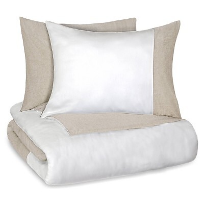 Vue Full/Queen 3pc Kinsley Chambray Colorblock Duvet Cover Set Taupe | eBay