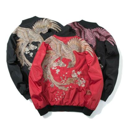Stylish Mens yokosuka Japanese embroidery jacket casual baseball coat ...