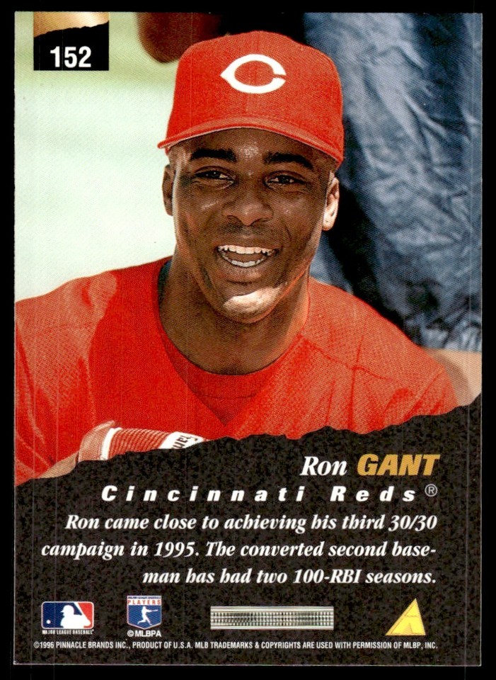 1996 Pinnacle Baseball Card Ron Gant Cincinnati Reds #152 | eBay