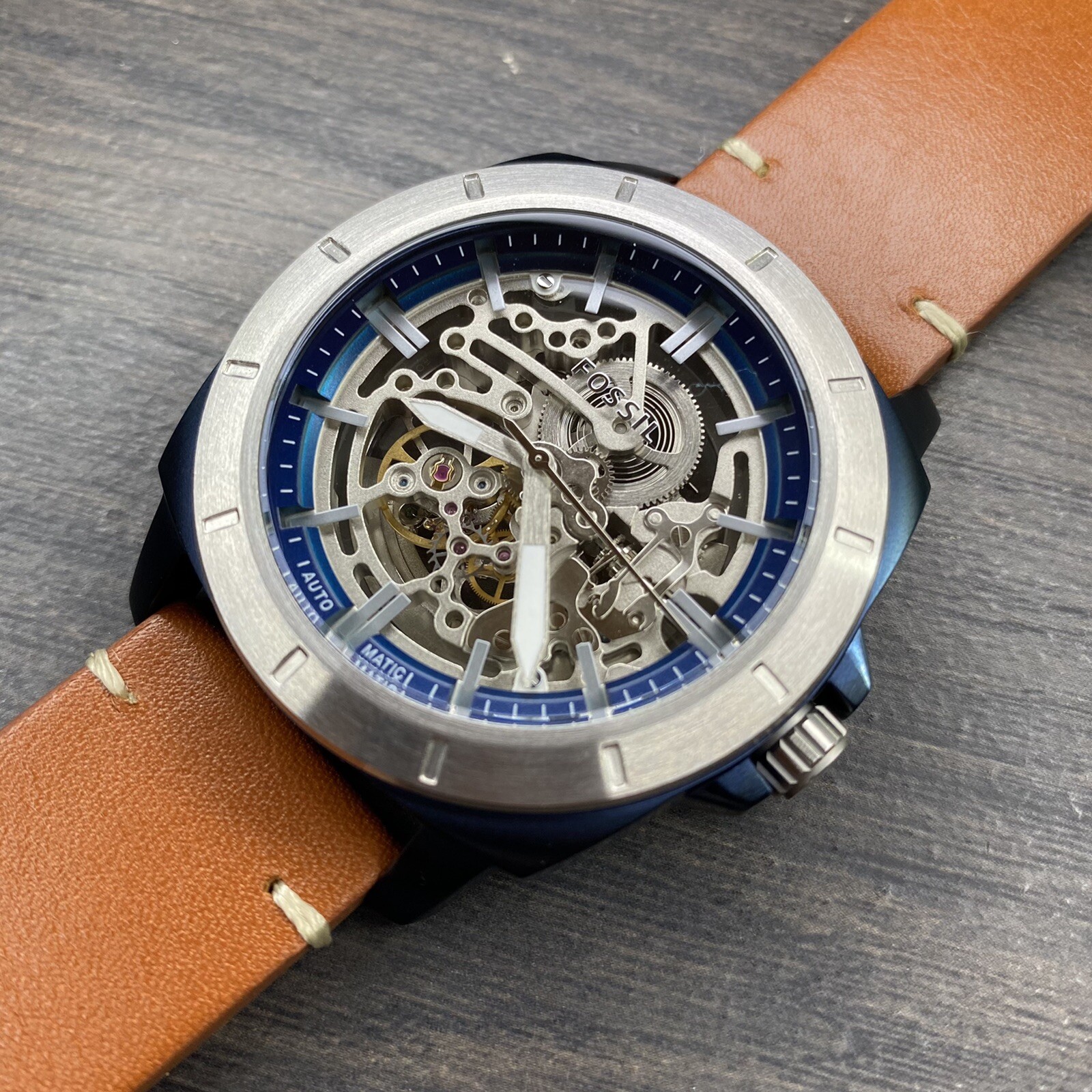 Fossil BQ2427 Privateer Sport Brown Leather Mechanical Automatic Watch ...