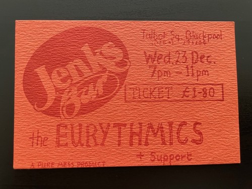 UK Jenks Bar The Eurythmics Ticket Stub | eBay
