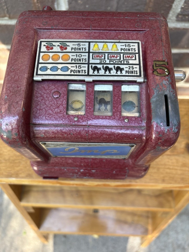 Vintage 1930's Groetchen Imp trade simulator gumall slot machine. Works ...