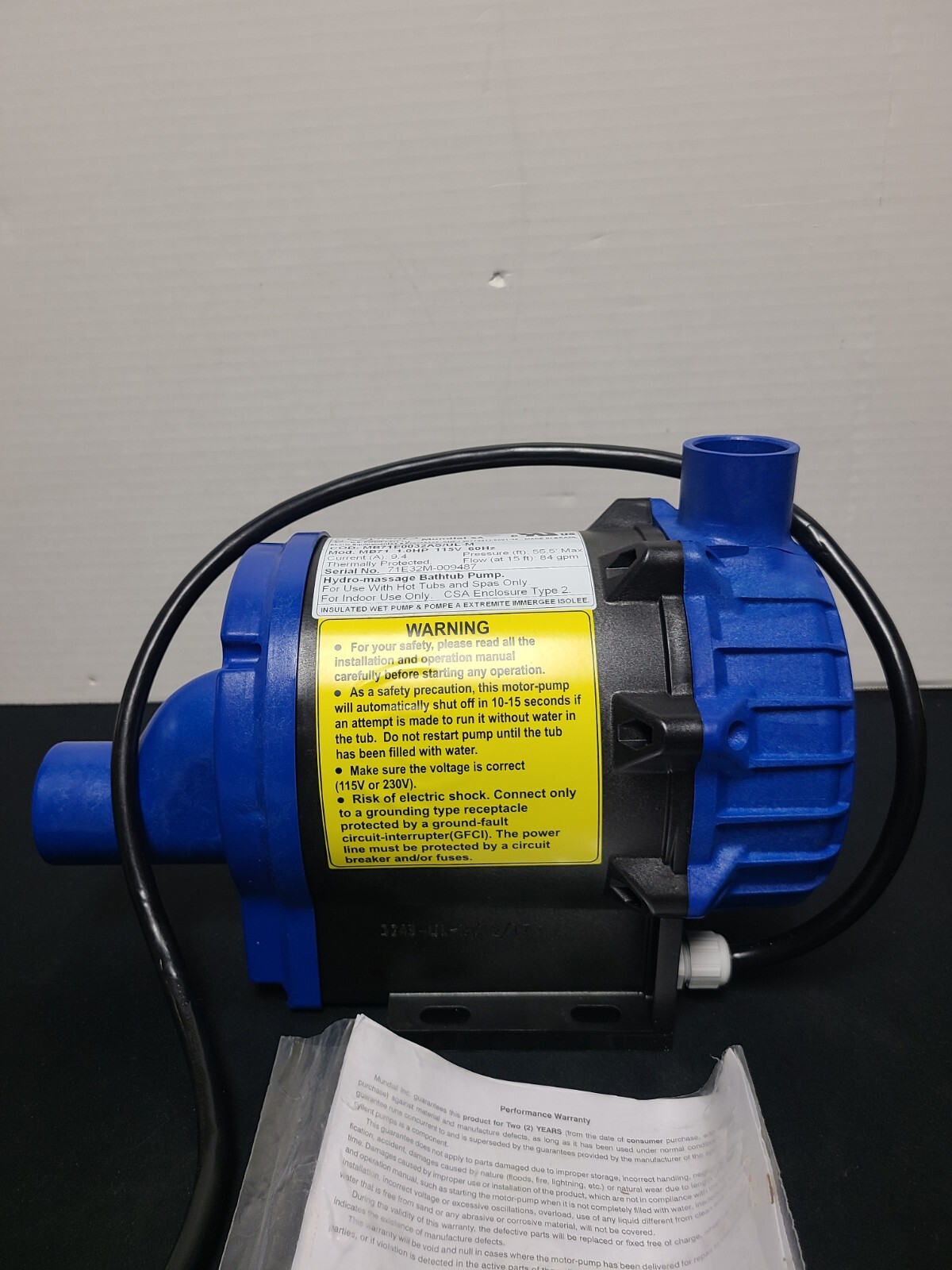 Mundial MB71E0032AS/UL 1.0HP 115V Syllent Bath Pump for sale online | eBay