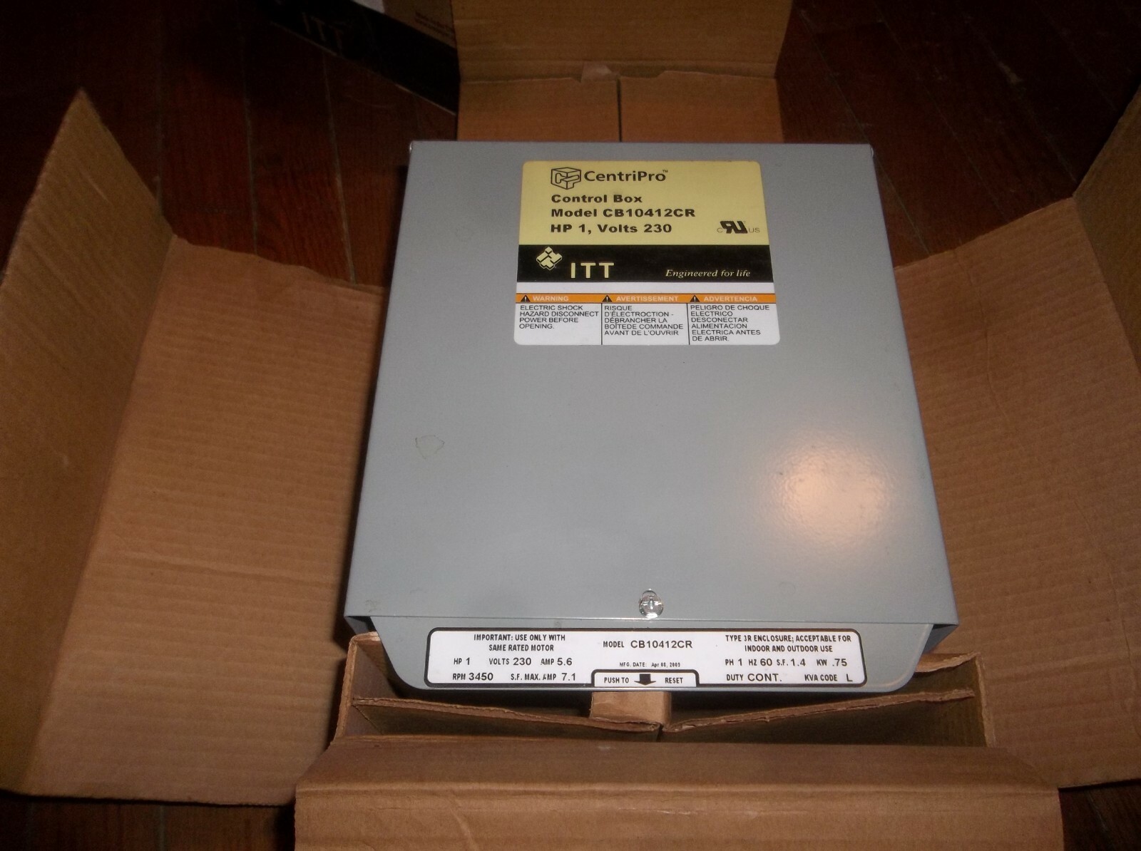 Cb10412Cr Centripro Submersible Pump Control Box 1Hp 230V 1Phase Cscr ...