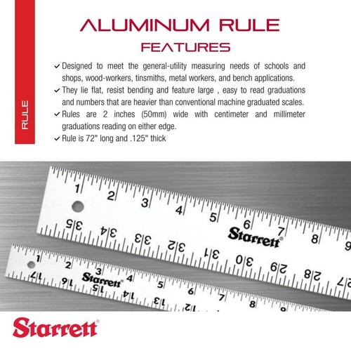 STARRETT ALUM STRAIGHT EDGE/RULER ASE-72 72" LONG 1/8" THICK for sale ...