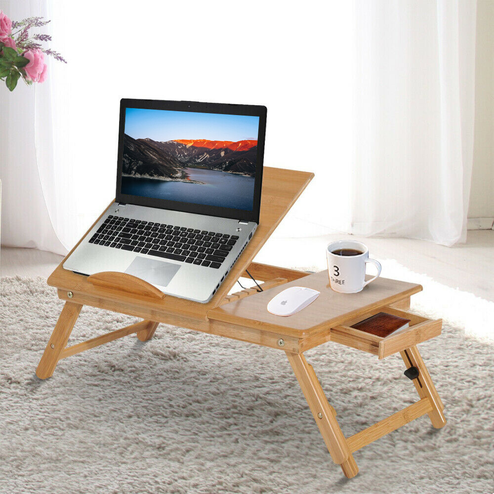 Laptop Table Bed Tray Portable Desk Workstation Study Stand Breakfast ...
