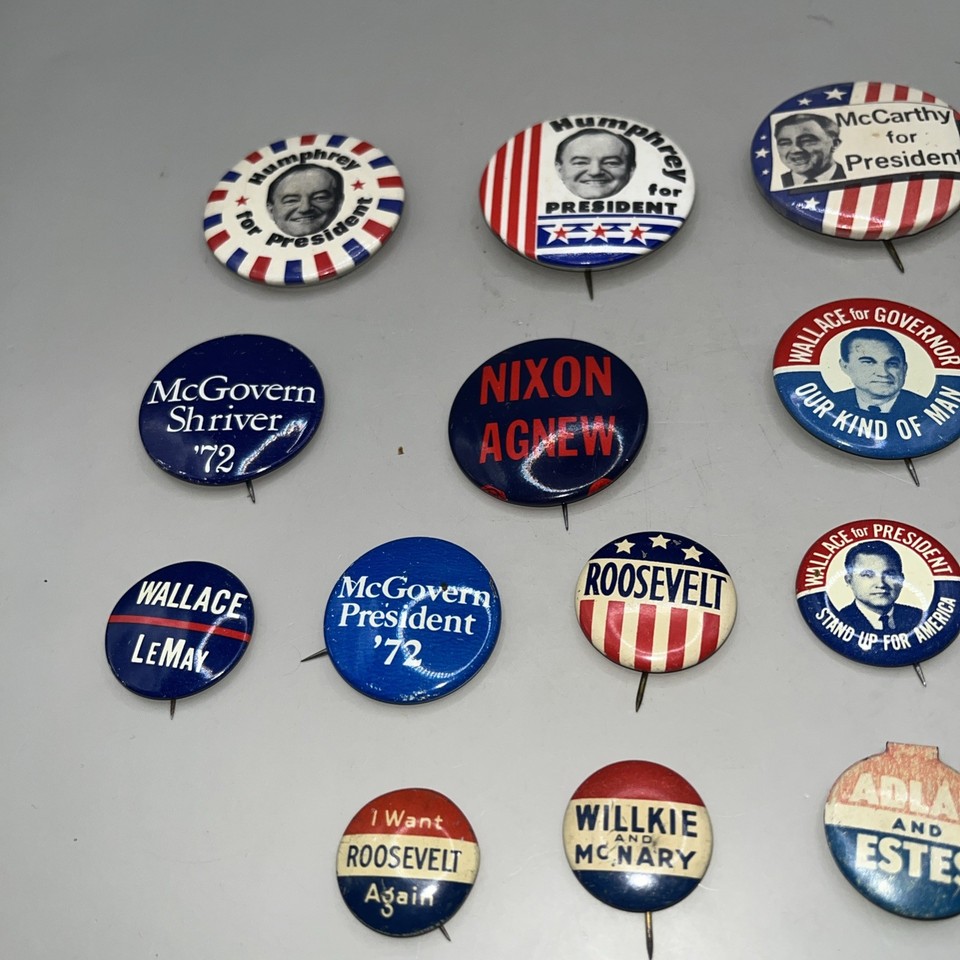 Lot of 18 Vintage Political Election Buttons Pins Badges | eBay