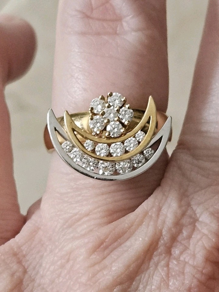 VINTAGE ESTATE NORMAN TEUFEL SUN MOON DIAMOND 14K GOLD SPINNER SPIN ...