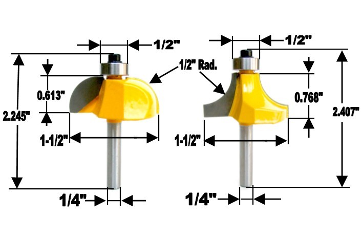 2 pc 1/4" SH 1/2" Radius Drop Leaf Table Router Bit Set GSA | eBay