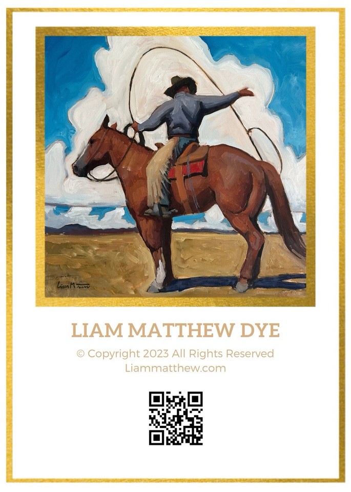Original Western Cowboy Painting Horse Bronco Signed Liam Matthew Dye ...