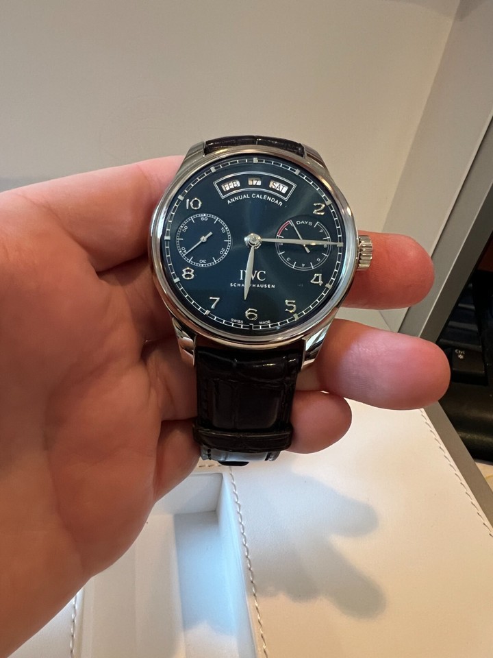 IWC Portuguese Annual Calendar IW503502 Blue dial 44MM Stainless Steel ...