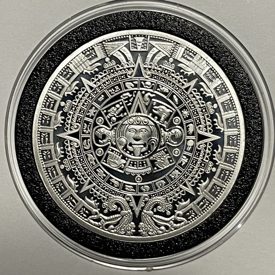 Unique Aztec Mayan Calendar Proof Like Coin 1 Troy Oz .999 Fine Silver ...