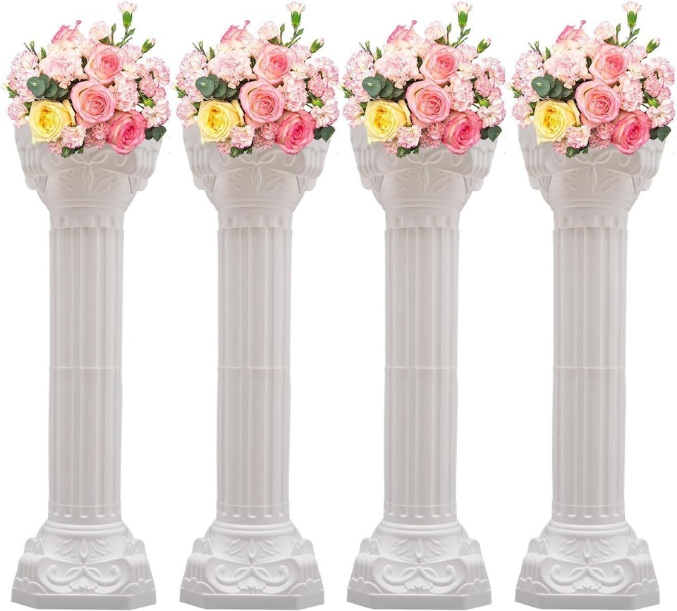 4PCS White Roman Columns Set, Wedding Pillars, Hollow Column Flower ...