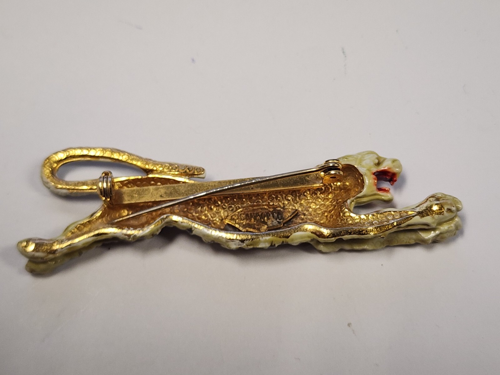 Vintage Sandor Signed Enamel Tiger Brooch Pin - Gem