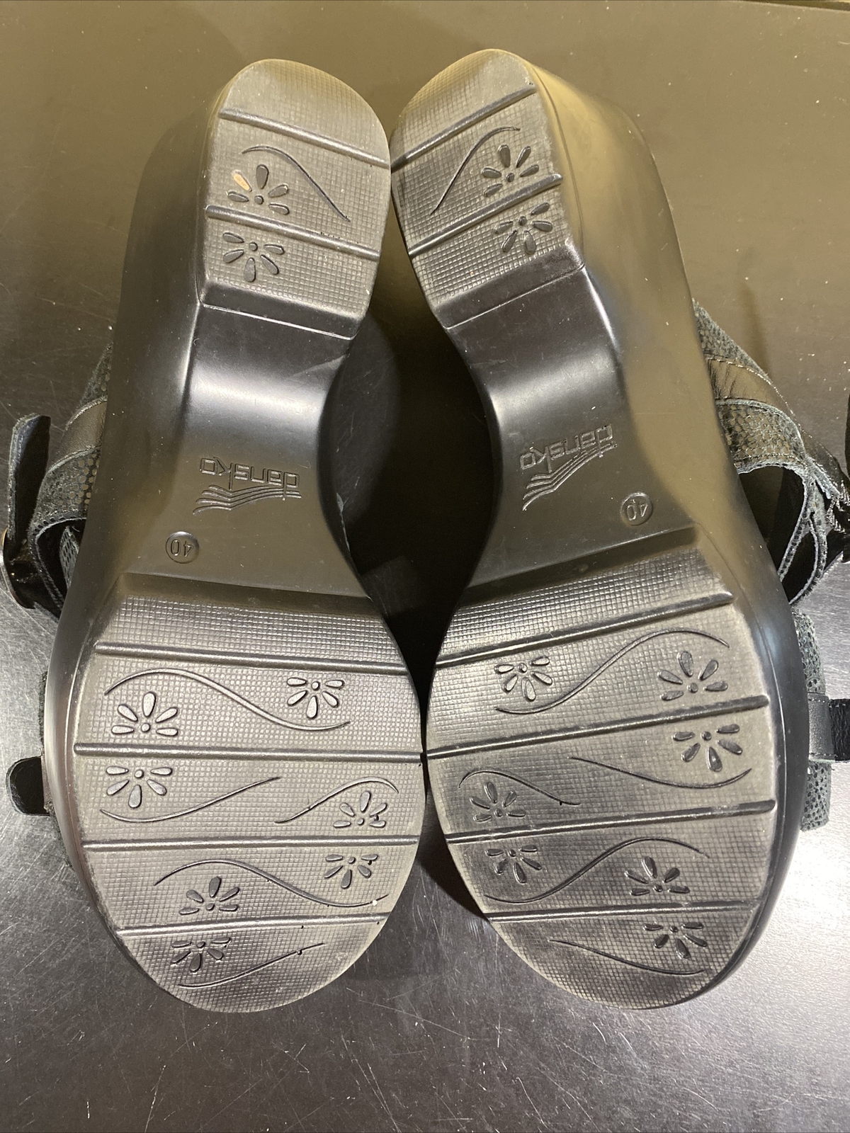 Dansko Jessie Lizard 2 Strap Adjustable Black Leather… - Gem