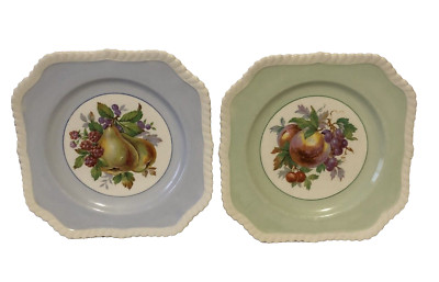 2 Johnson Brothers OLD ENGLISH Square Pastel Plates SET Green Blue ...