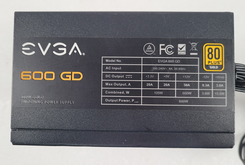 EVGA 600 GD 100-GD-0600-BC 80 Plus Gold 600W Non Modular Switching ...