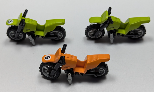 LEGO Motorcycles Dirt Bikes w/ Kick Stand Motorcycle Lot of 3 Orange ...
