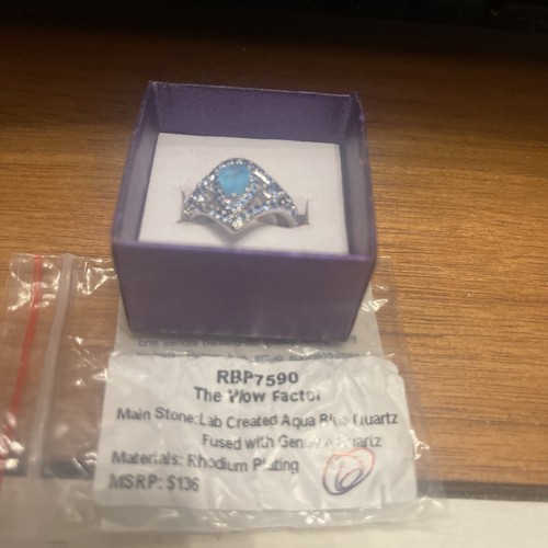 BP Bomb Party RBP 7590 The Wow Factor LC Aqua Blue Quartz Rhodium Size ...