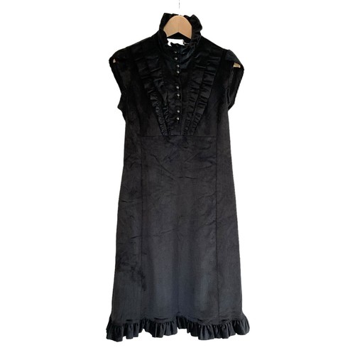 Vintage Chulo Pony Designer Dress Women’s L Black Corduroy High Collar ...