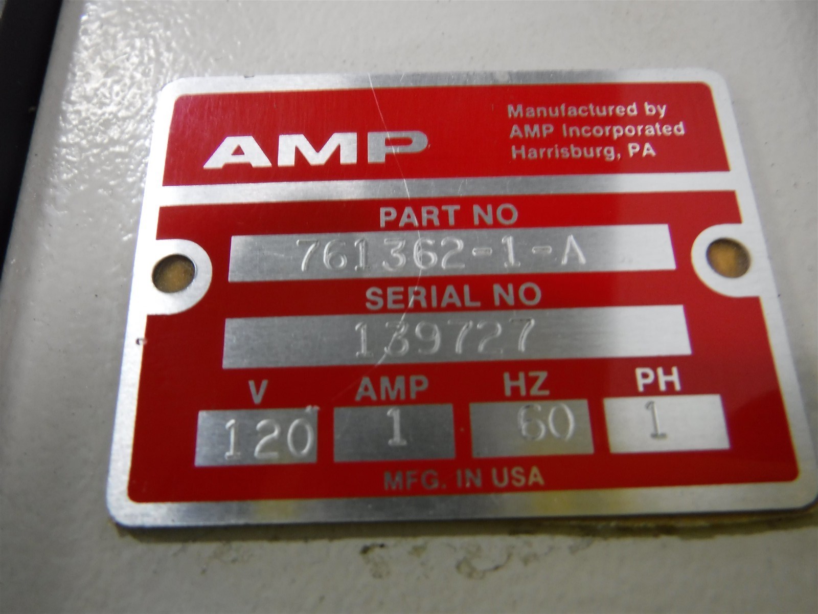 USED Amp Incorporated 761362-1-A 120V 1AMP 60HZ 1PH N2 | eBay