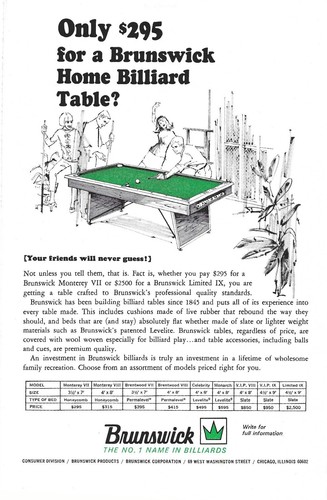 1967 Brunswick Home Billiards Table Vintage Color Print Ad Pool | eBay