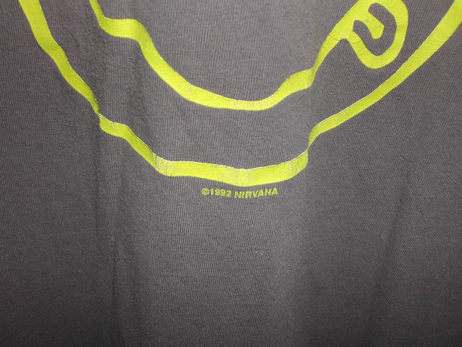 Vintage 1992 Nirvana Smiley Logo T-Shirt Gray Curt Ko… - Gem