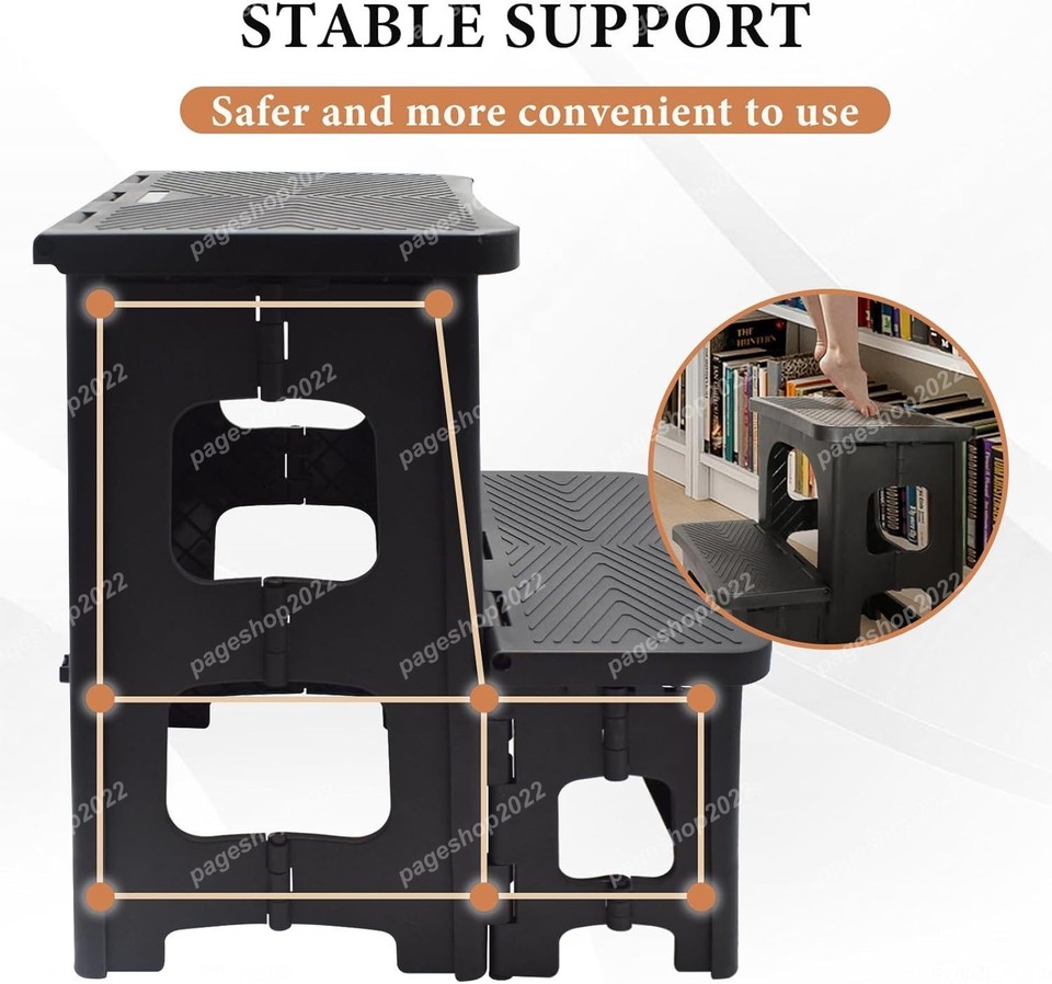 Two Step Folding Step Stool, Foldable 2 Step Ladder Non-Slip 150 Kg ...