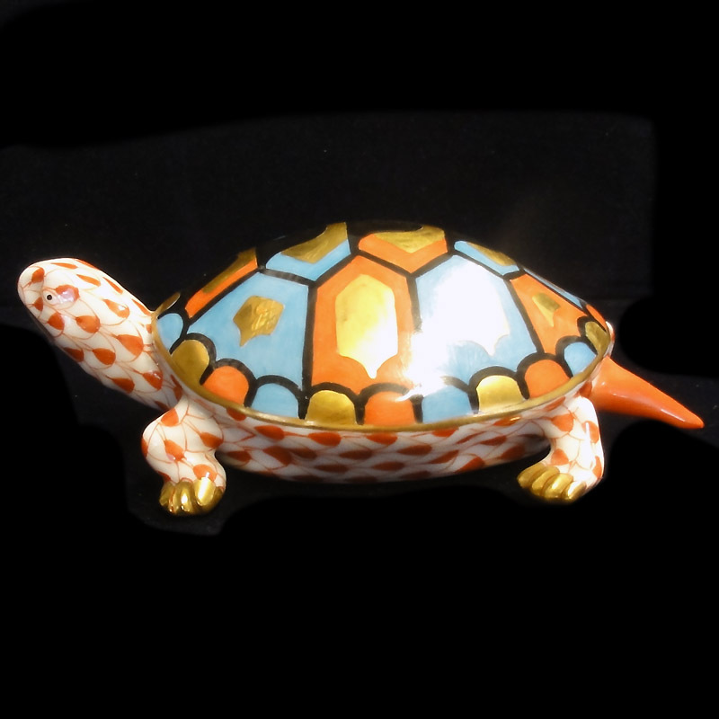 TURTLE by Herend Rust Fishnet 4.5" long NEW NEVER SOLD made in Hungary ...