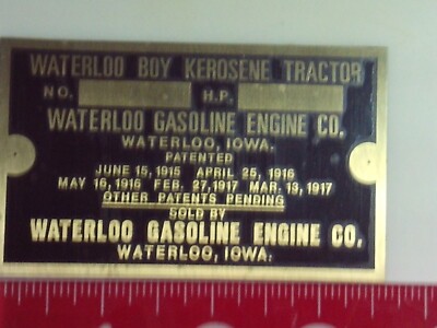 Waterloo Boy Tractor Reproduction Nameplate | eBay