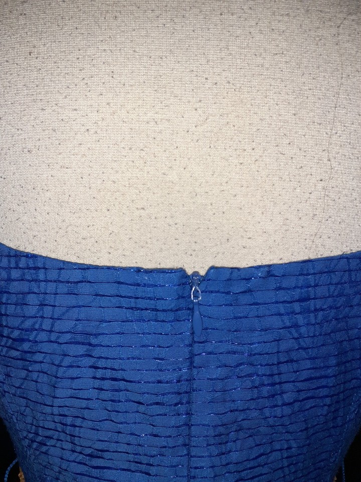 NEW NINE WEST Size 12 A-Line Dress Blue Floral Sleeveless Belt Pockets ...