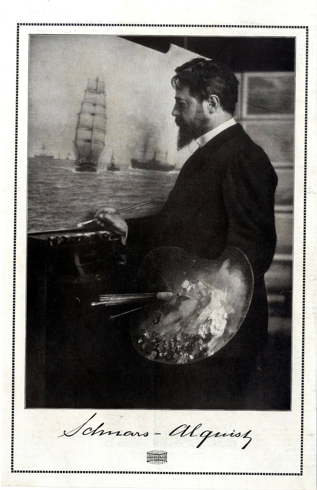 Prof.Hugo Schnars-Alquist Der Maler des Ozeans vor seiner Staffelei von ...