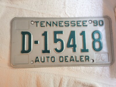 Tennessee Auto Dealer License Plate D-15418 (1990) | eBay