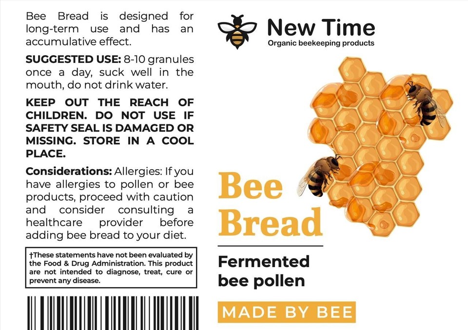 Bee Bread, Pure Fermented Bee Pollen, Organic Supplement 3.5 oz / 100g ...