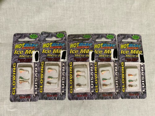5pks of 3 Hot Bite Lures Glowing Ice Mite Micro Jigs Sz10 Non Lead NIP ...