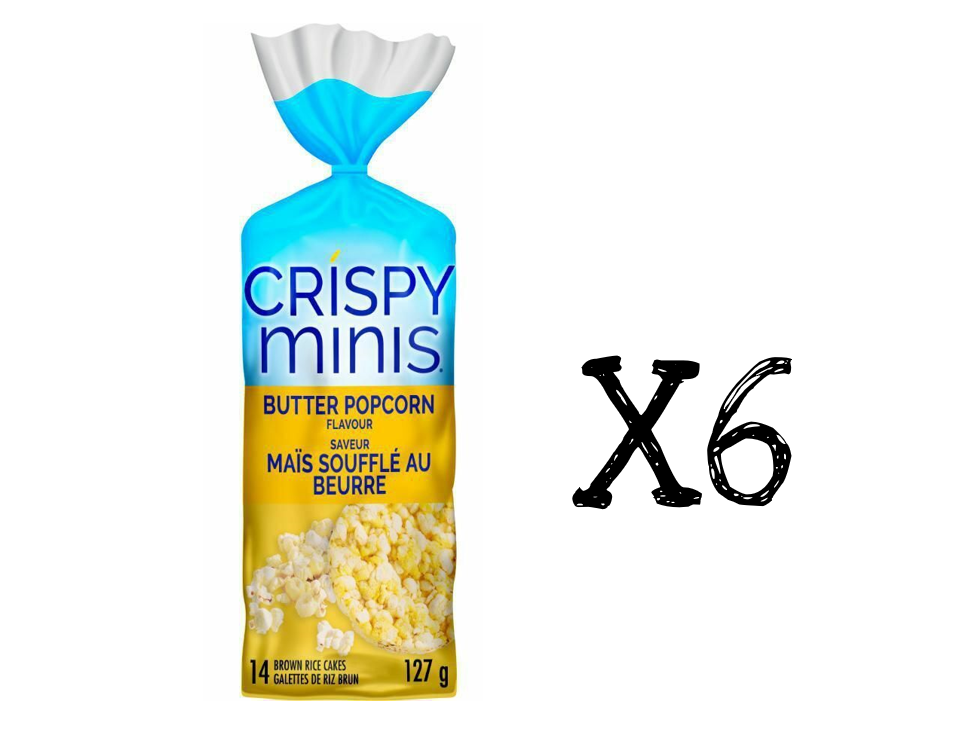 Quaker Crispy Minis Gluten-Free Butter Popcorn Rice Cakes 127g X 6 ...