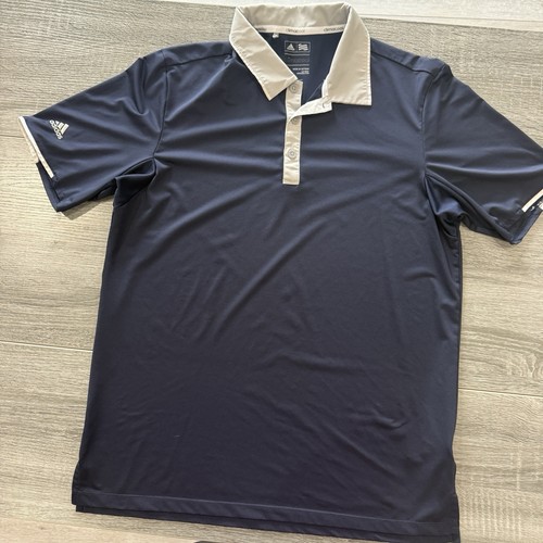 Adidas Golf Shirt Polo Mens Medium Climate Control Blue Gray Collar | eBay