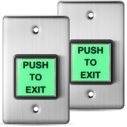 2 Pcs Push to Exit Button Indoor Green Square Request to Exit Button ...