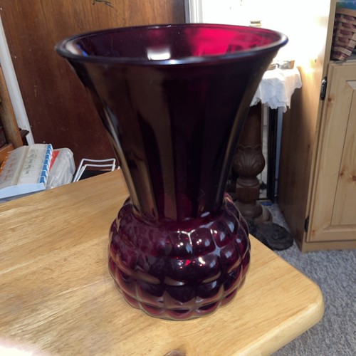 Anchor Hocking Windsor Royal Ruby Red Bubble Glass Vase Pineapple ...