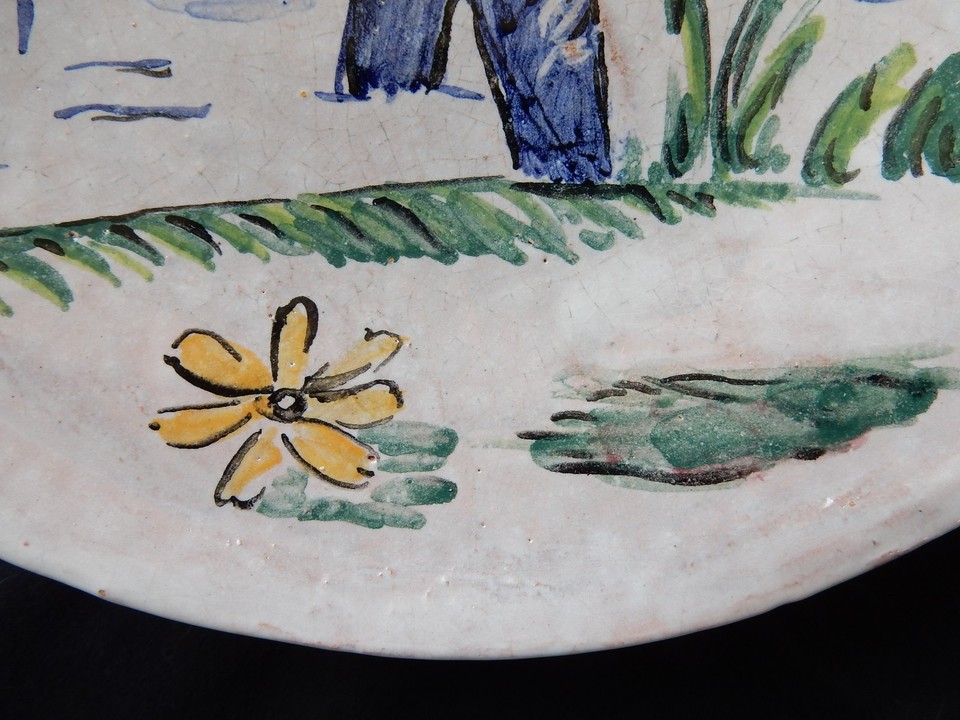 Assiette signée CLOS DE JOYE décor peint main (pêcheur...) | eBay UK
