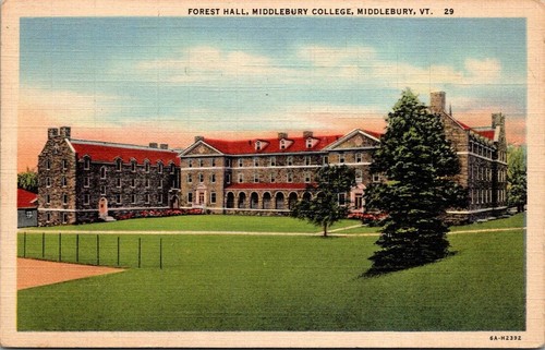 Postcard Forest Hall Middlebury College Middlebury Vt Linen | eBay