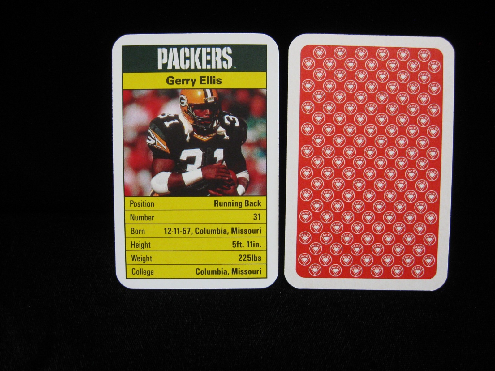 1987 Gerry Ellis Green Bay Packers "Ace Fact Pack" Card United Kingdom ...