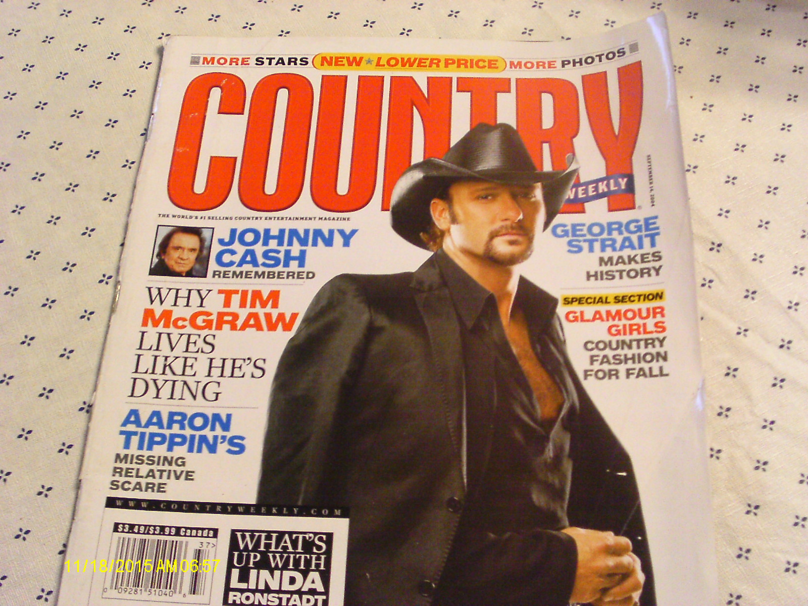 Tim McGraw Covers Country Weekly Magazine 2004 Johnny Cash George ...