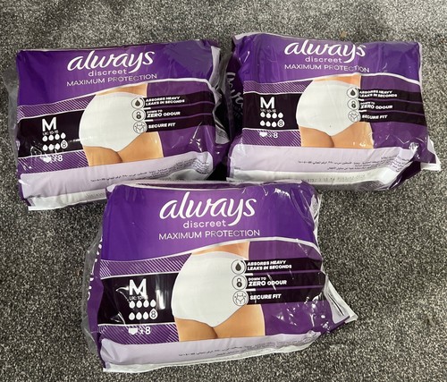 Always Discreet Maximum Protection Size M UK 10-16 Pants 8 Pack X 3 ...