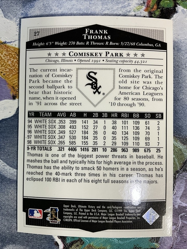 Frank Thomas 1999 UD Ultimate Victory #27 Chicago White Sox C Store ...