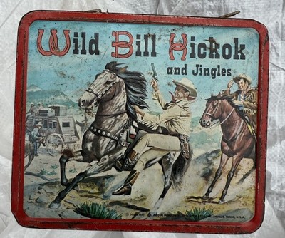 WILD BILL HICKOK AND JINGLES METAL LUNCH BOX W THERMOS 1955 missing ...