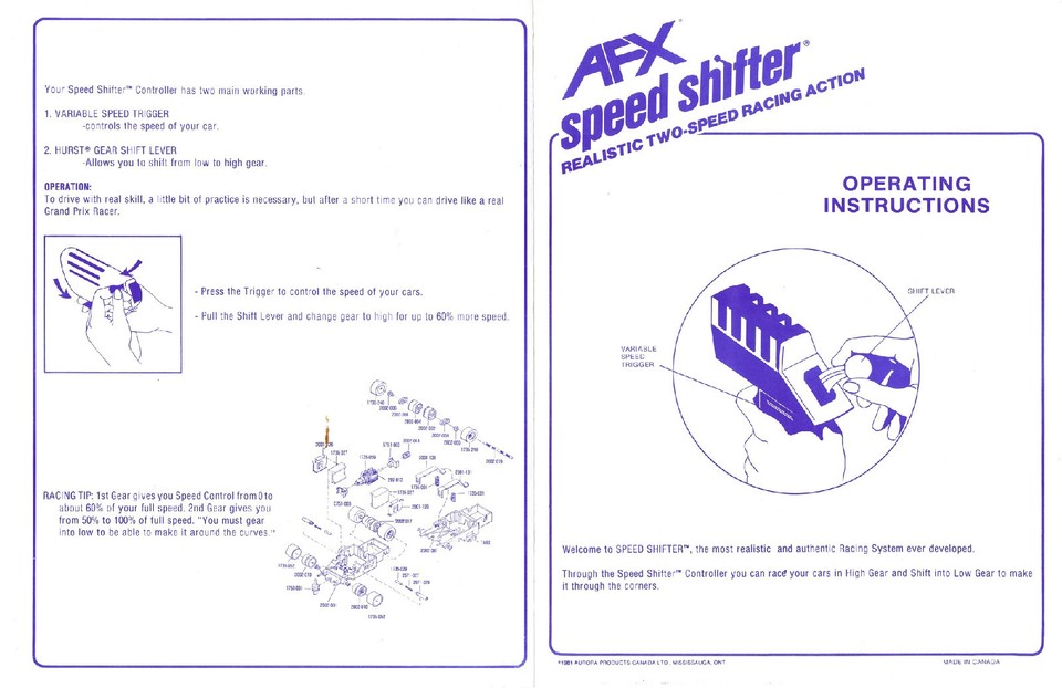 1980-82 Aurora AFX Slot Car Speed Shifter HURST DRAG CONTROLLER Part ...