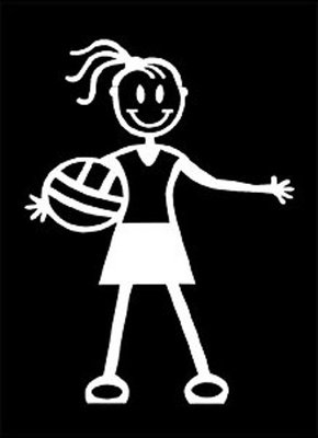 G1 GIRL WITH NETBALL - MY STICK FIGURE FAMILY CAR WINDOW STICKER DECAL ...